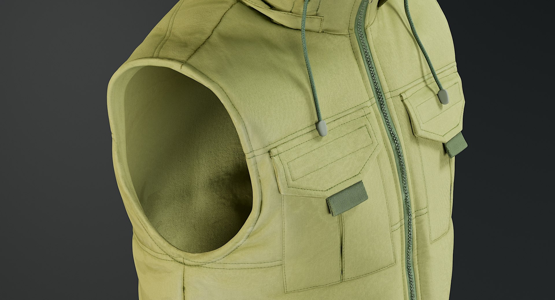 Realistic Vest Green Hood 3D Model - TurboSquid 1460445