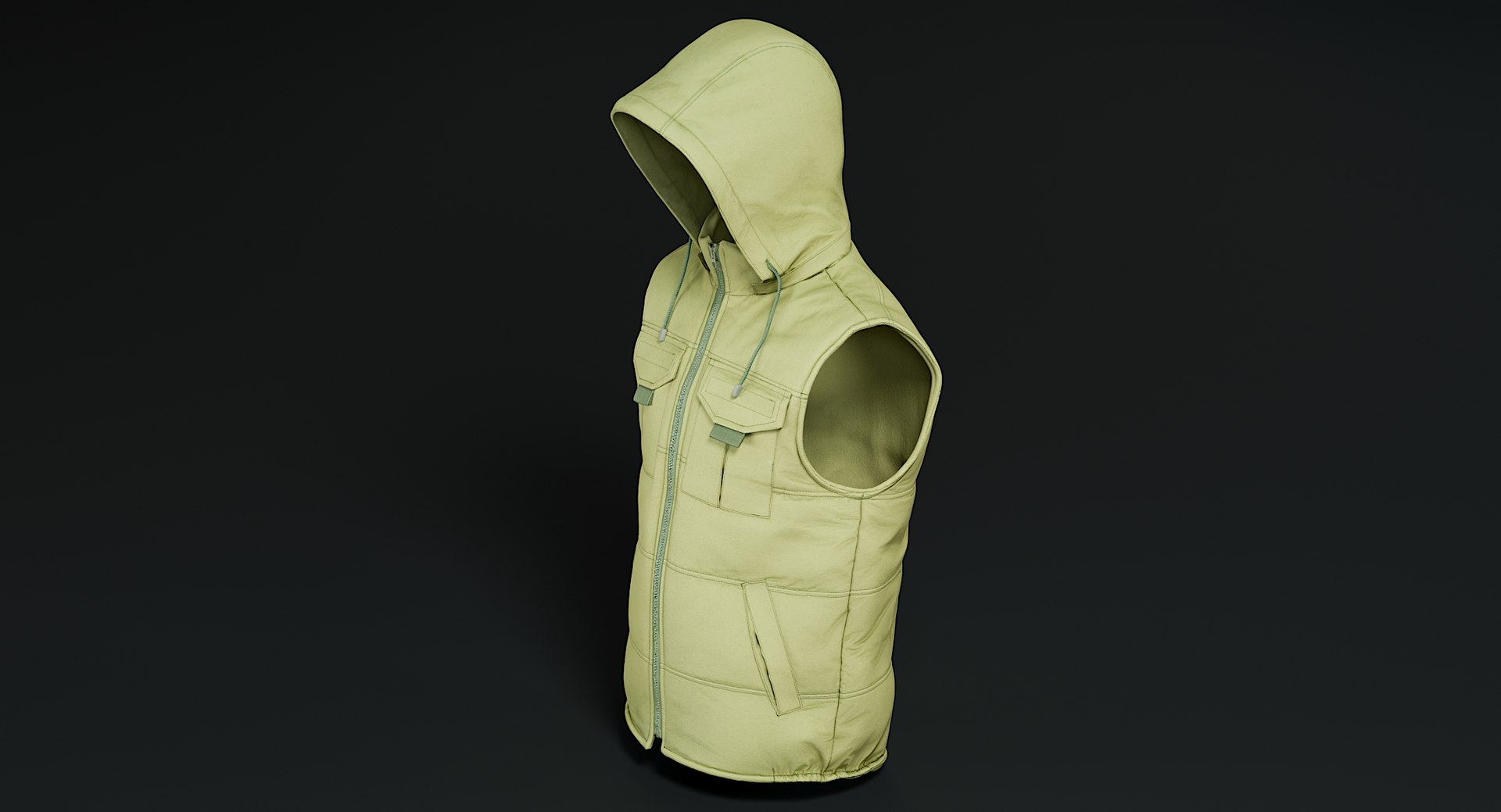 Realistic Vest Green Hood 3D Model - TurboSquid 1460445