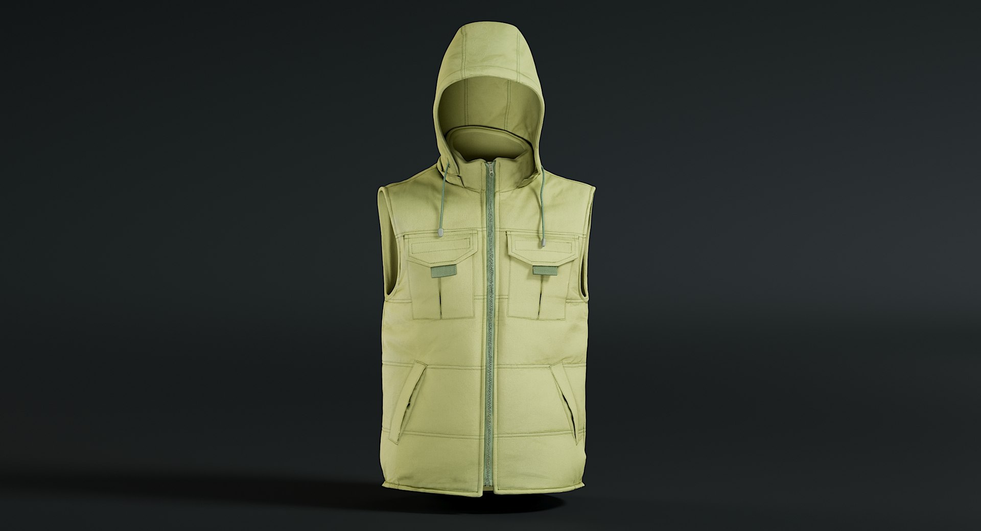 Realistic Vest Green Hood 3D Model - TurboSquid 1460445