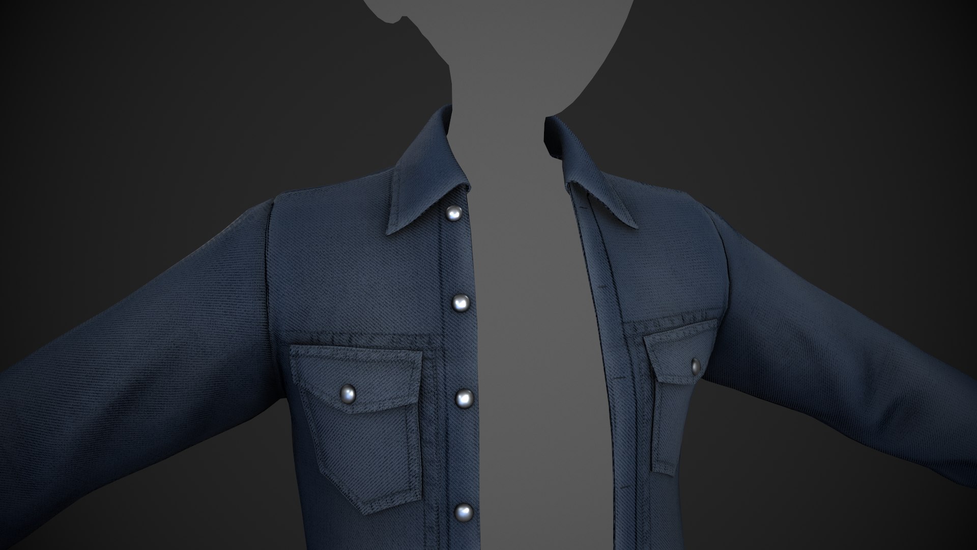 Blue Denim Shirt 3D Model - TurboSquid 1986913
