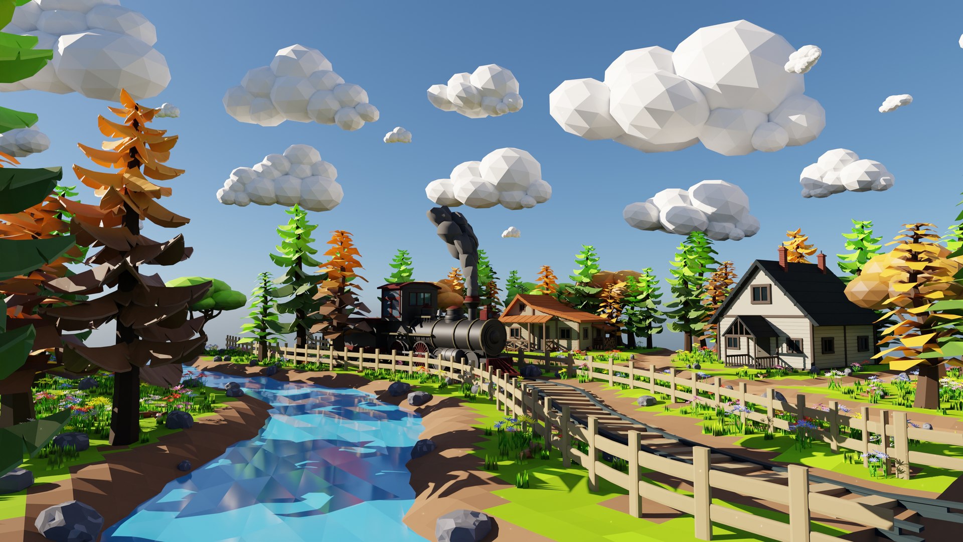 3D Isometric Train Scene 3D Model - TurboSquid 2086988