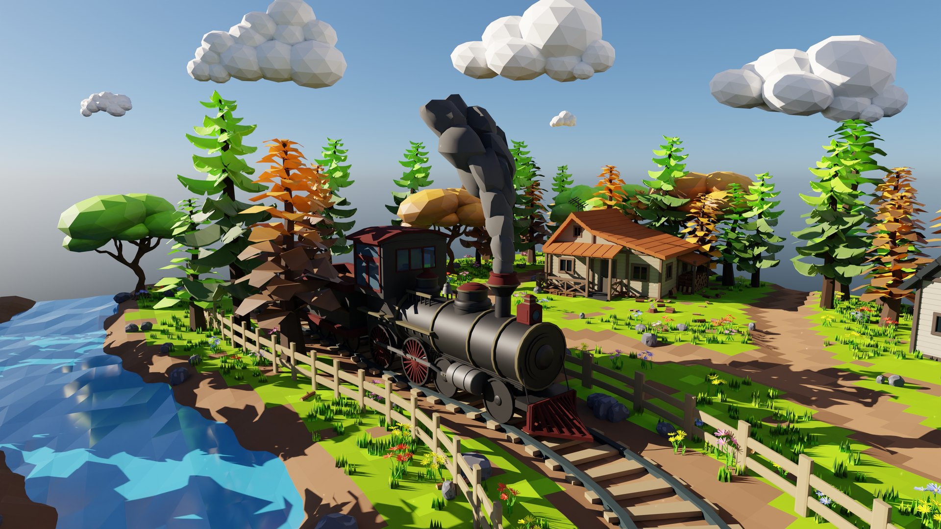 3D Isometric Train Scene 3D Model - TurboSquid 2086988