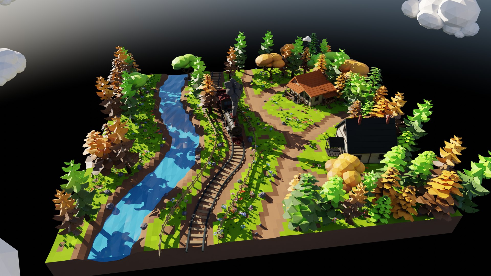 3D Isometric Train Scene 3D model - TurboSquid 2086988