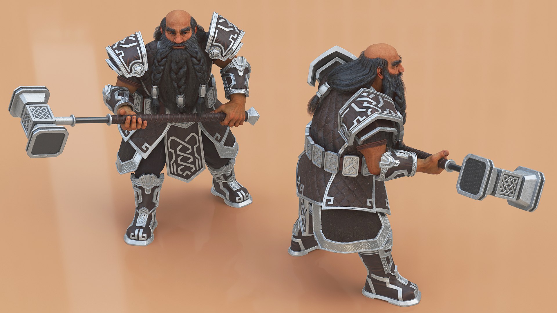 3D Game Dwarf Character In Defense Pose - TurboSquid 2390021