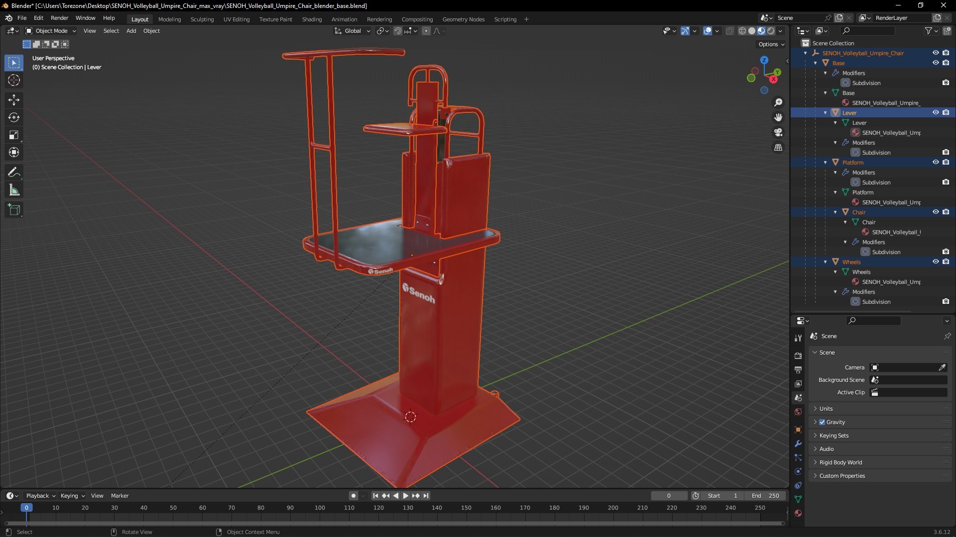 3D SENOH Volleyball Umpire Chair Model - TurboSquid 2273114