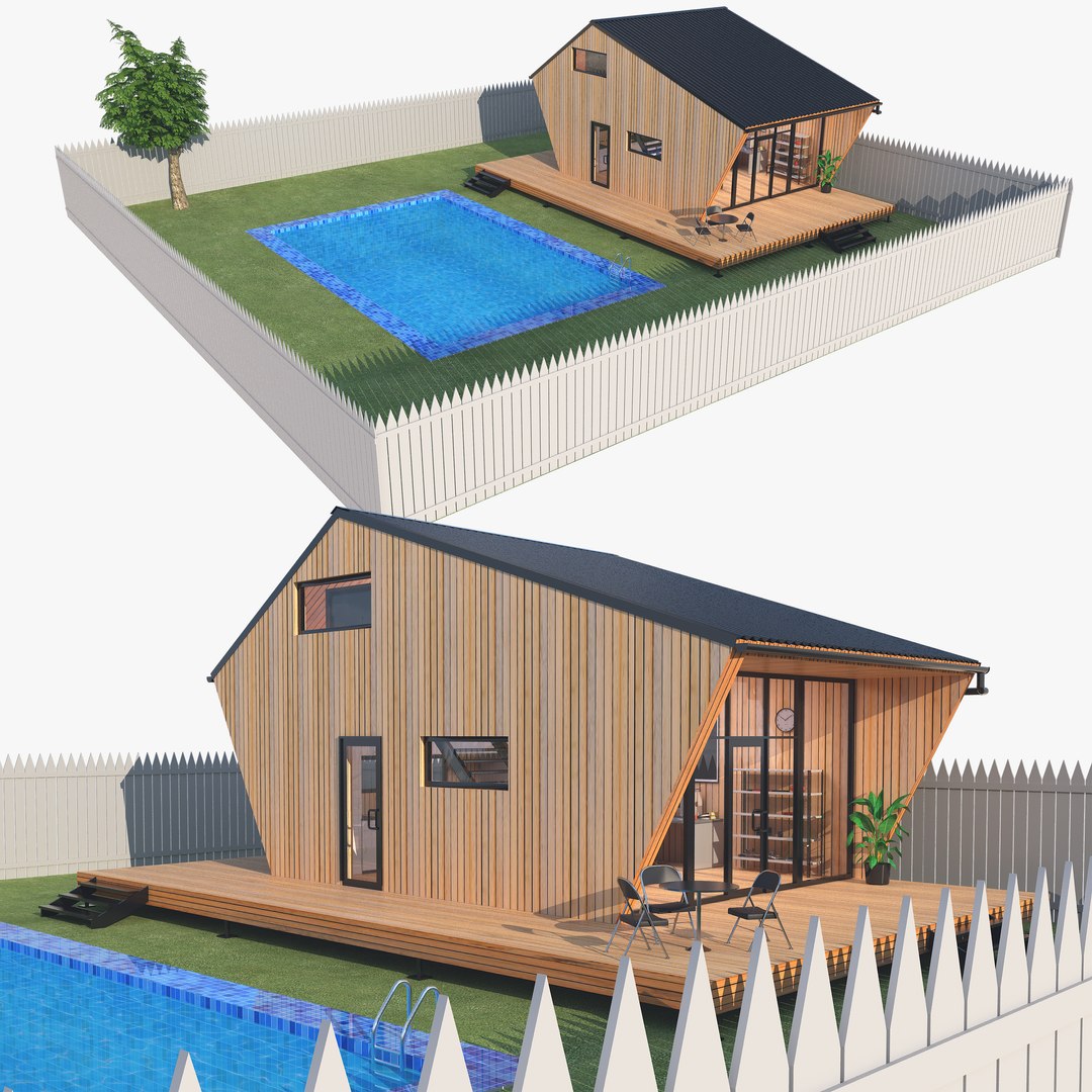 3D Modern Forest Cabin - TurboSquid 2091038
