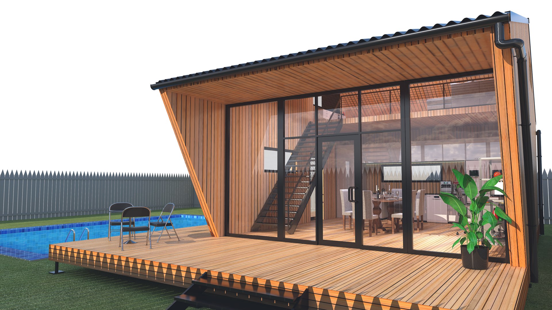 3D Modern Forest Cabin - TurboSquid 2091038