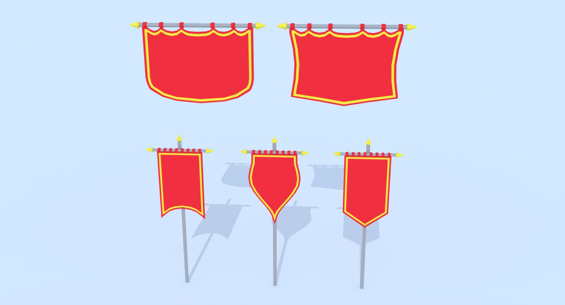 3D Gameready Cartoon Banners - TurboSquid 1216632