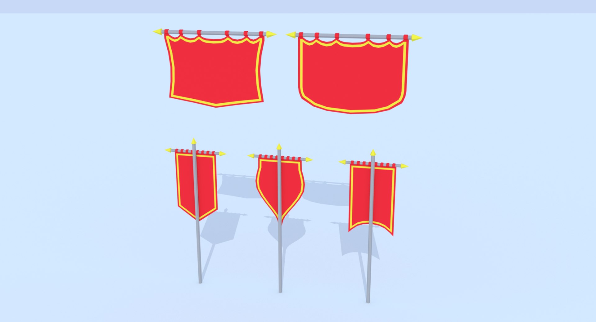 3D Gameready Cartoon Banners - TurboSquid 1216632