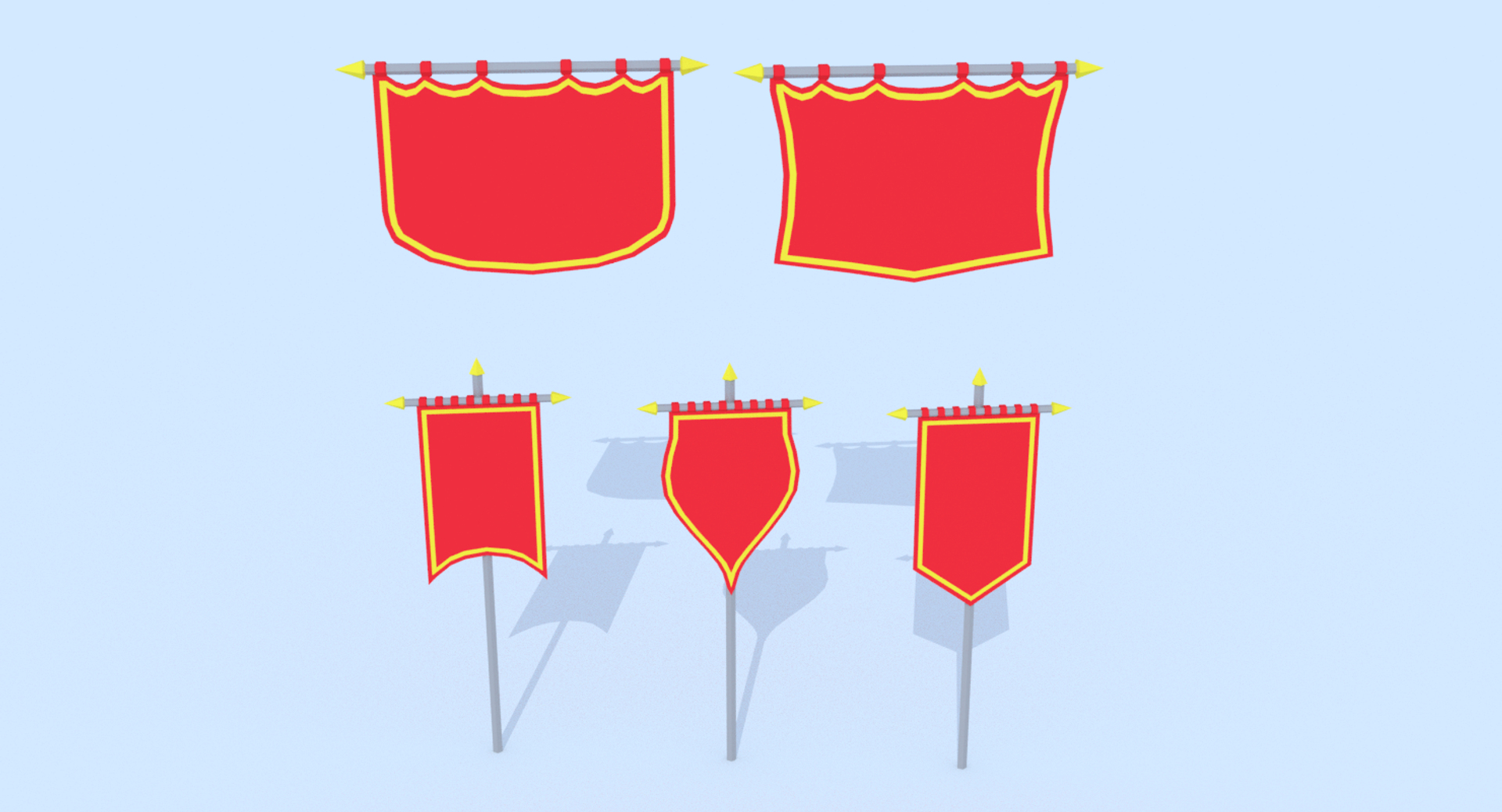 3D Gameready Cartoon Banners - TurboSquid 1216632