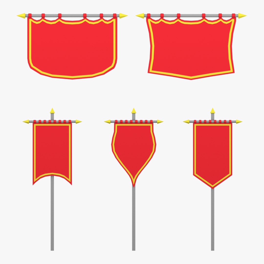 3D Gameready Cartoon Banners - TurboSquid 1216632