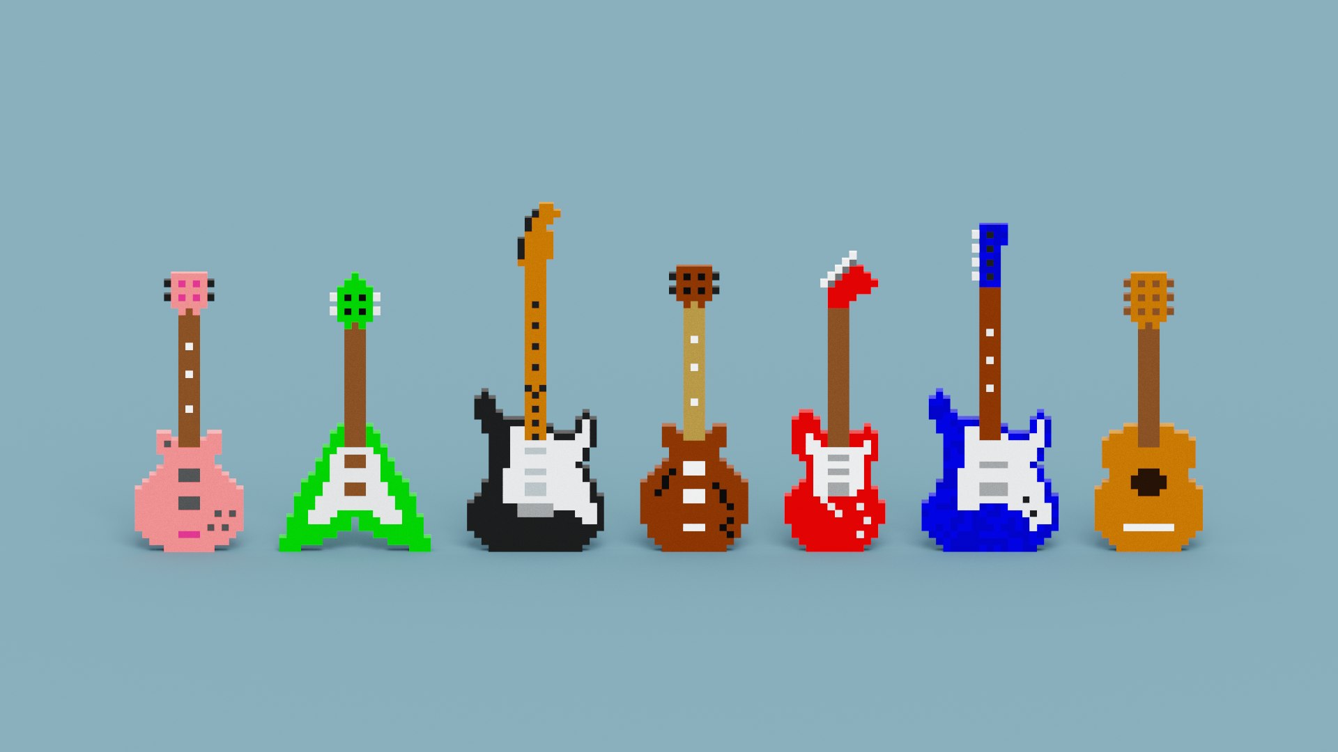 Voxel Guitar Pack Model - TurboSquid 2021730