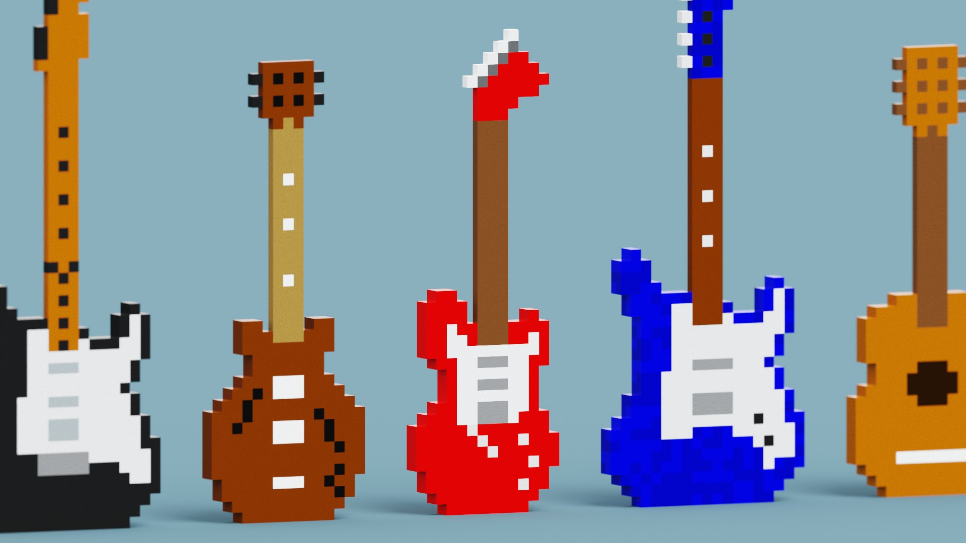 Voxel Guitar Pack Model - TurboSquid 2021730