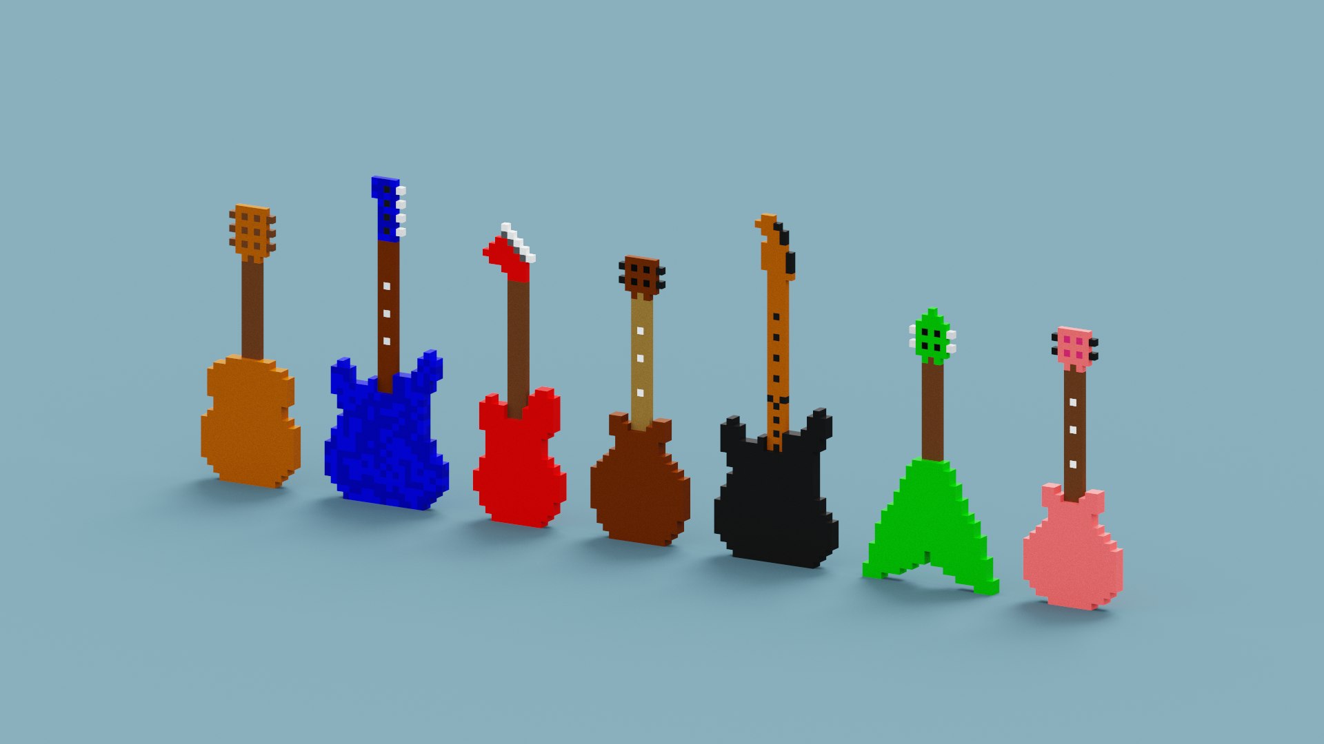 Voxel Guitar Pack model - TurboSquid 2021730