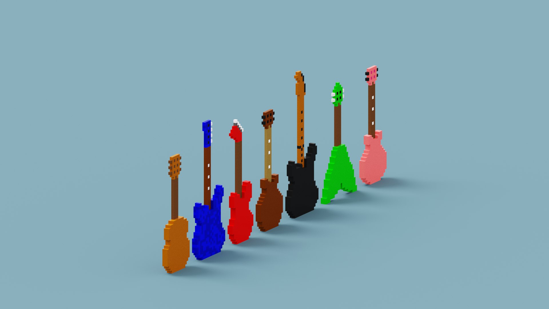 Voxel Guitar Pack model - TurboSquid 2021730