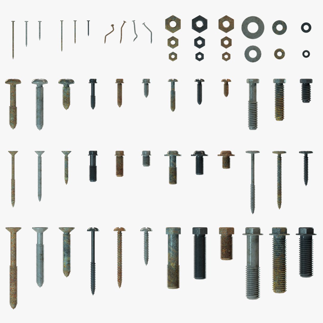 3d Screw Bolt Nail Model