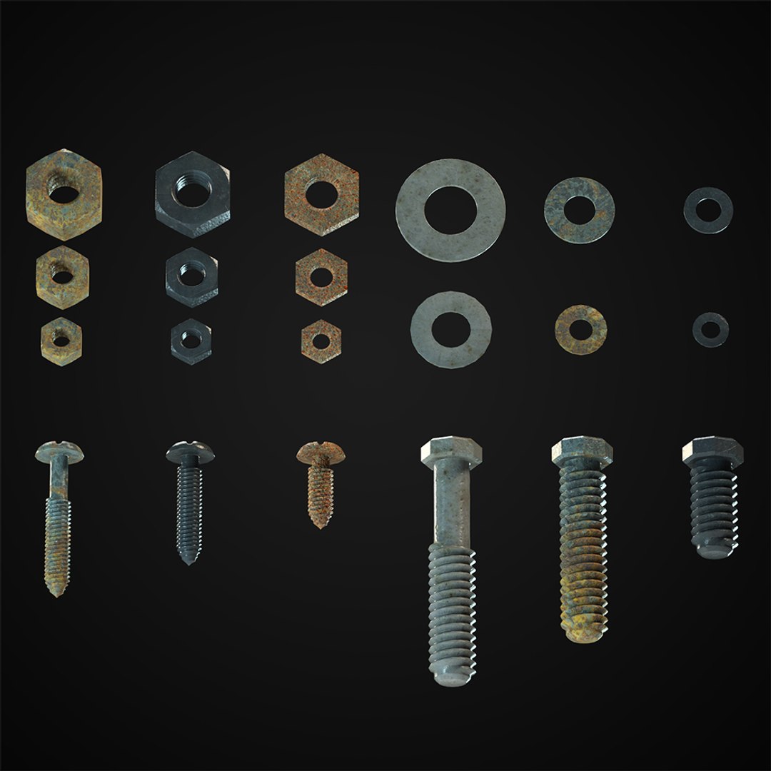 3d Screw Bolt Nail Model