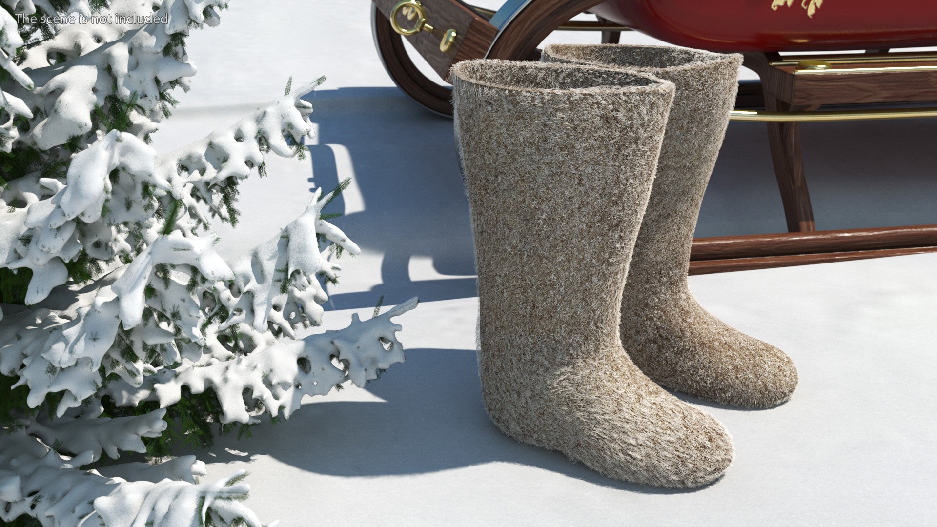 Traditional Winter Felt Boots Fur 3D - TurboSquid 1960937