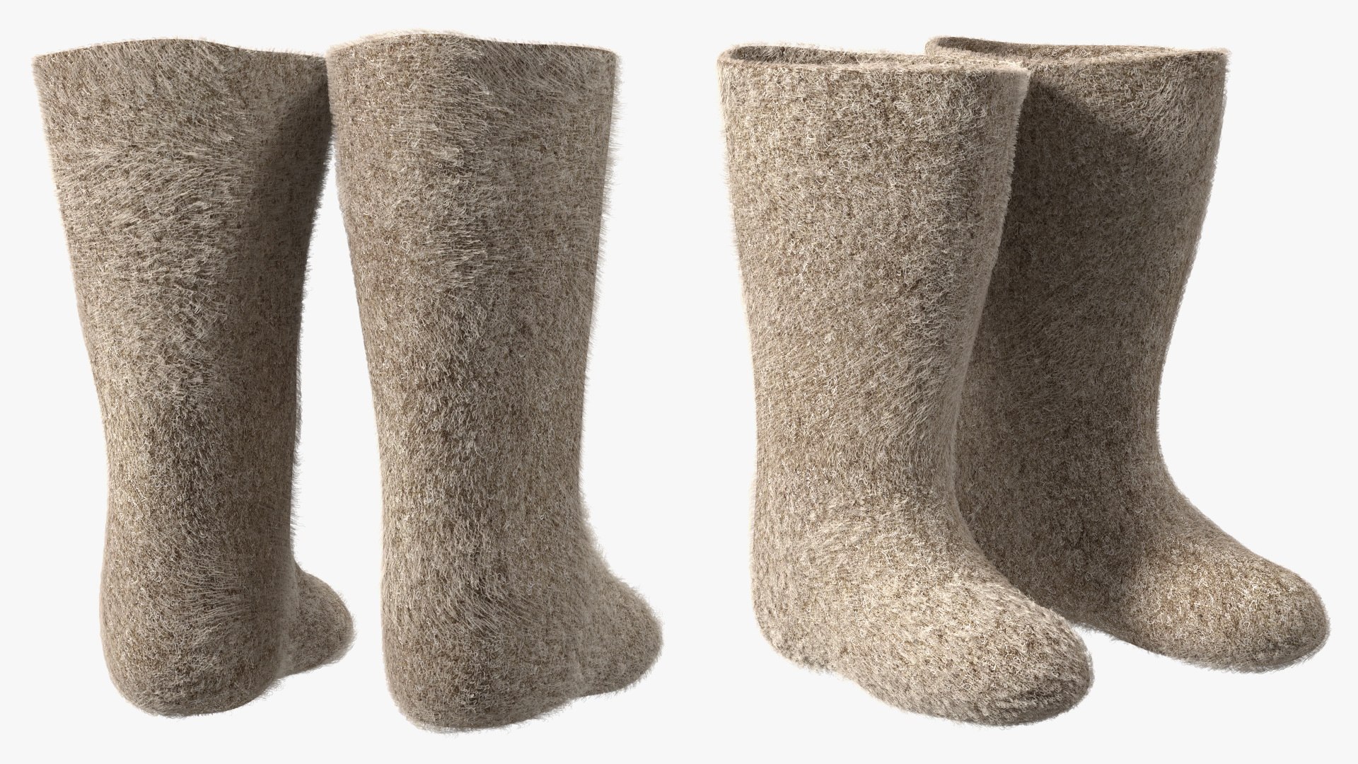 Traditional Winter Felt Boots Fur 3D - TurboSquid 1960937