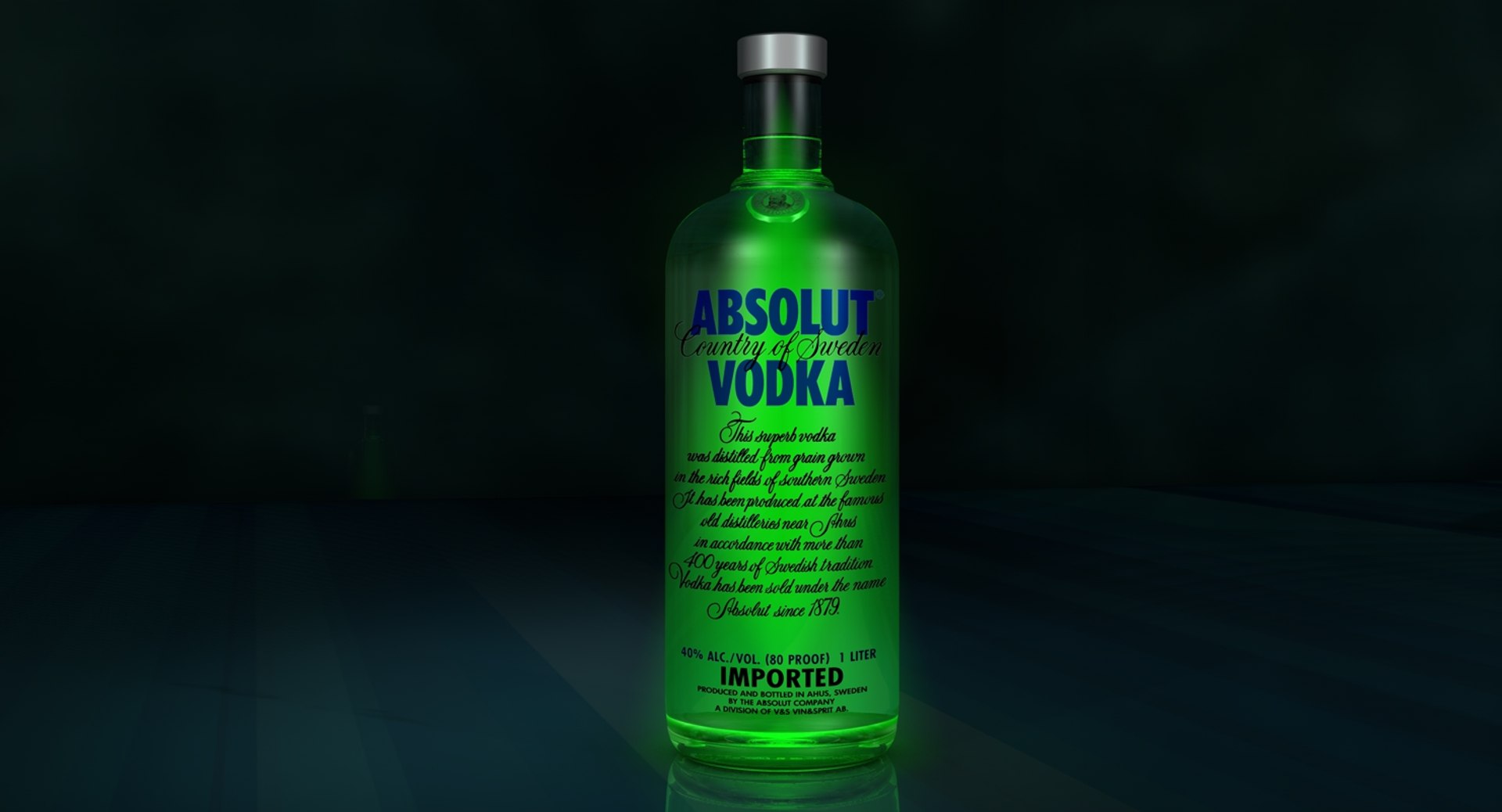 3d Photorealistic Absolute Vodka Bottle