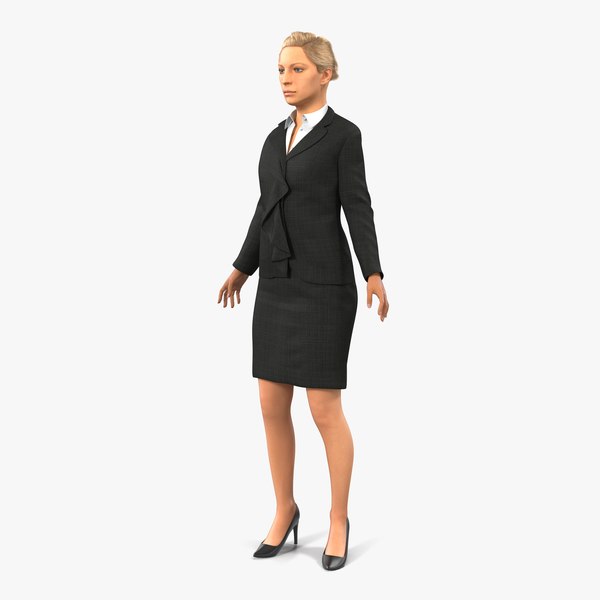 3d model business woman caucasian rigged