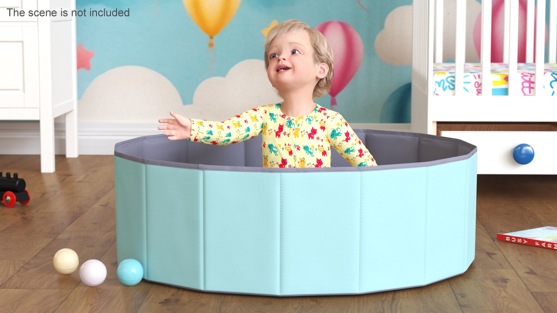 3D Baby Boy In A Folding Dry Pool With Balls Model - TurboSquid 2271594