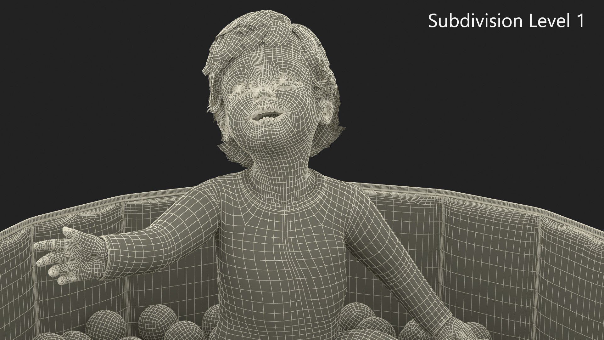 3D Baby Boy In A Folding Dry Pool With Balls Model - TurboSquid 2271594