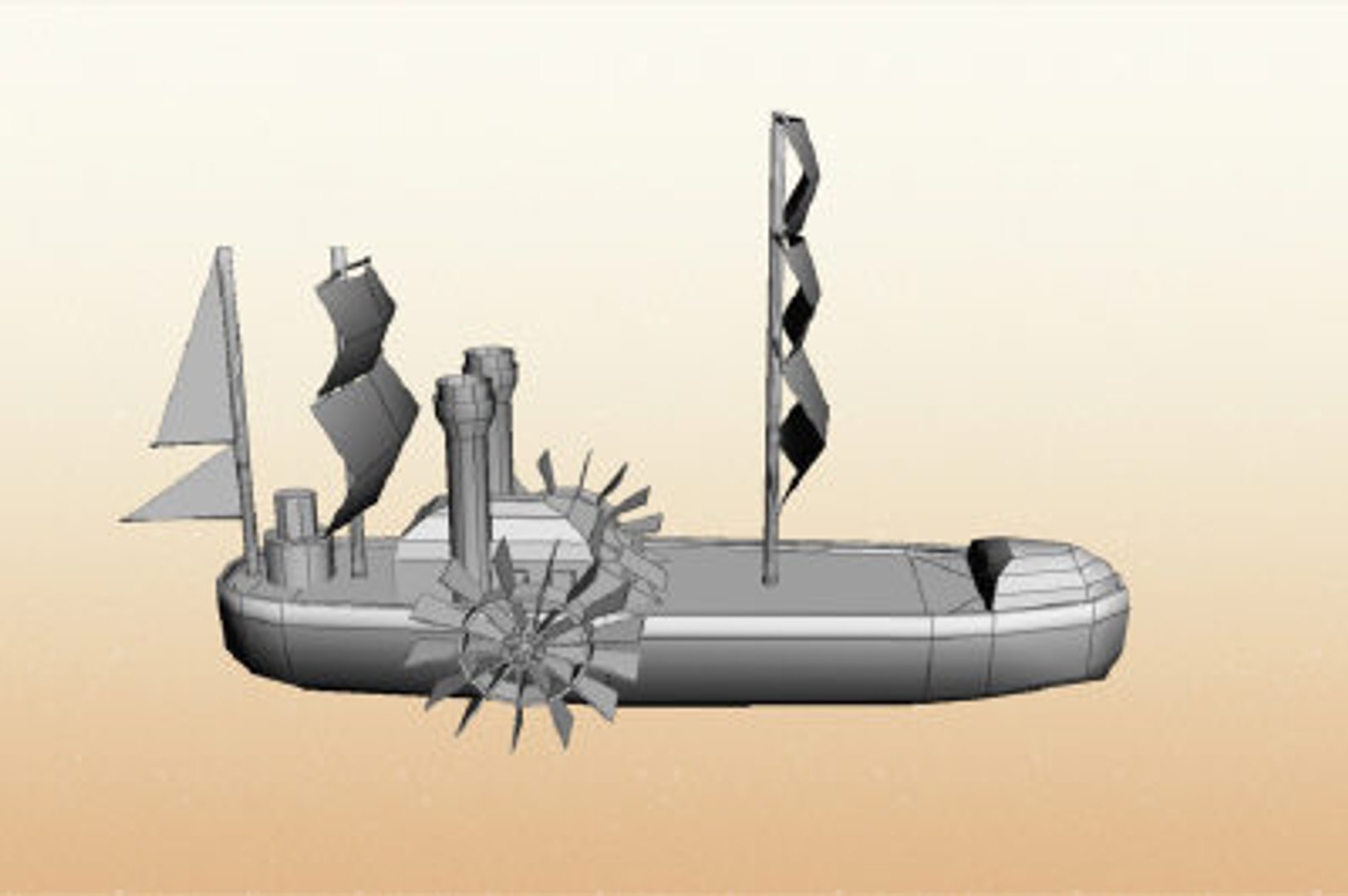 Steamship Fantasy Steampunk 3d Model