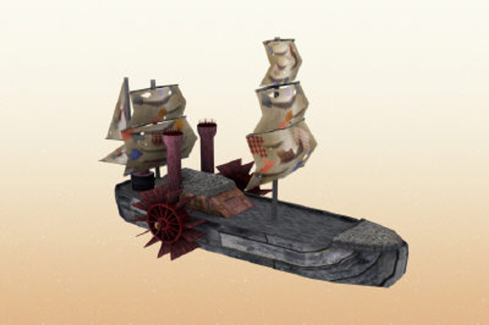 Steamship Fantasy Steampunk 3d Model