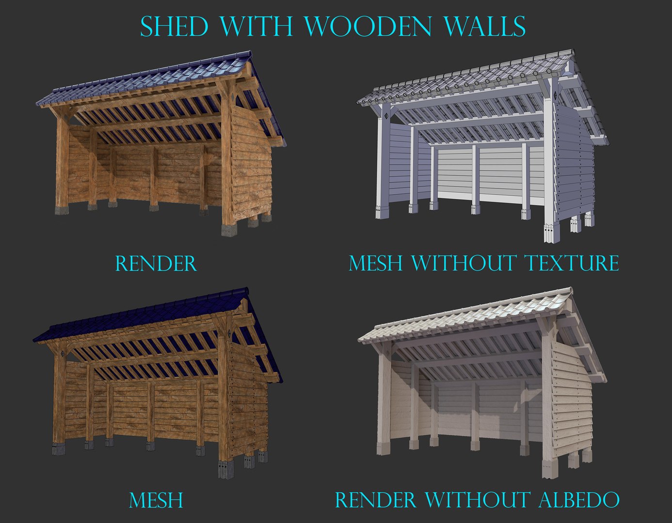 Open Shed Wooden Walls Model - TurboSquid 1564885