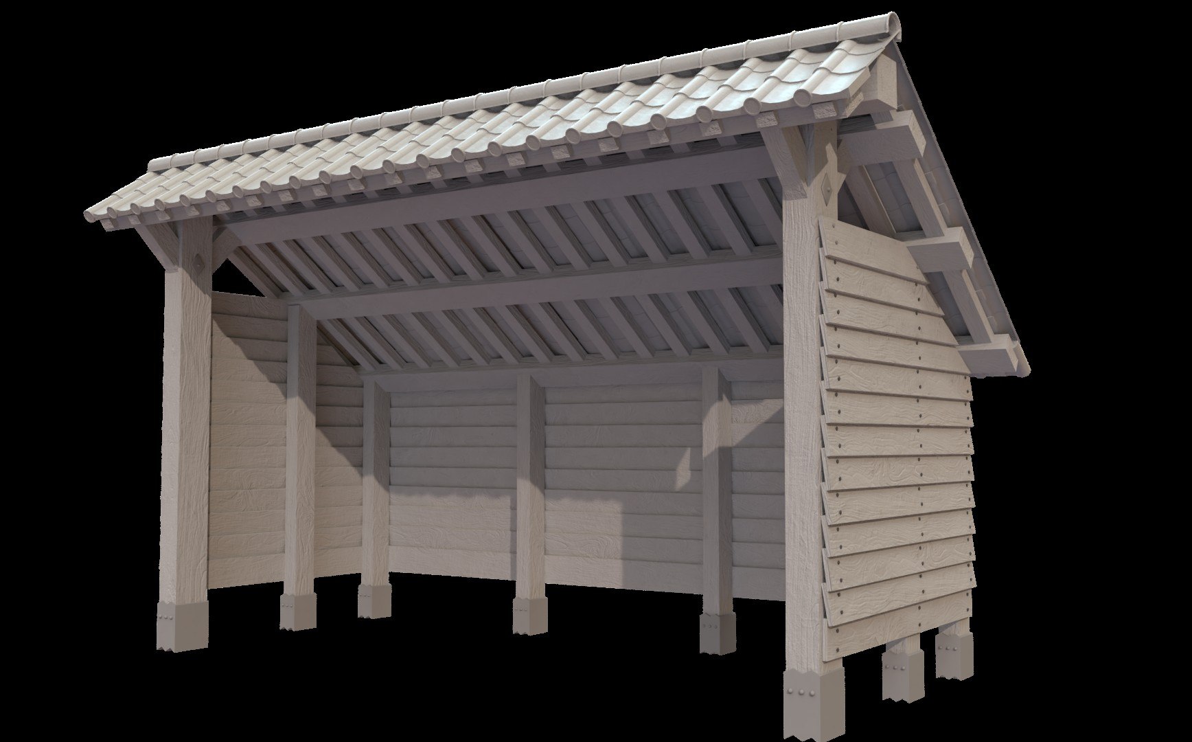 Open Shed Wooden Walls Model - TurboSquid 1564885