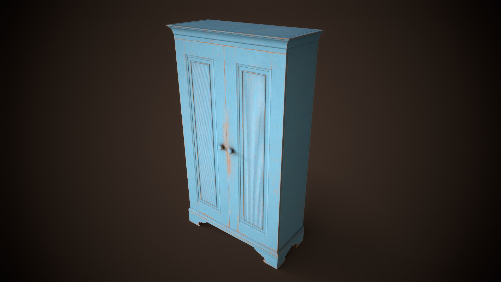 3D Old Painted Wardrobe - TurboSquid 2043304