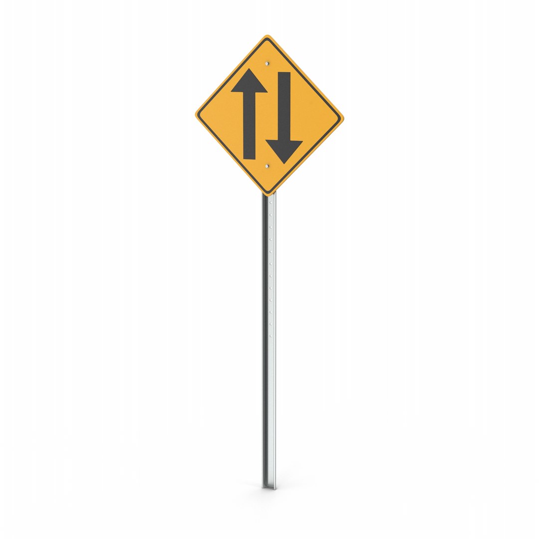 Two Way Traffic Sign Pole 3D - TurboSquid 2045637