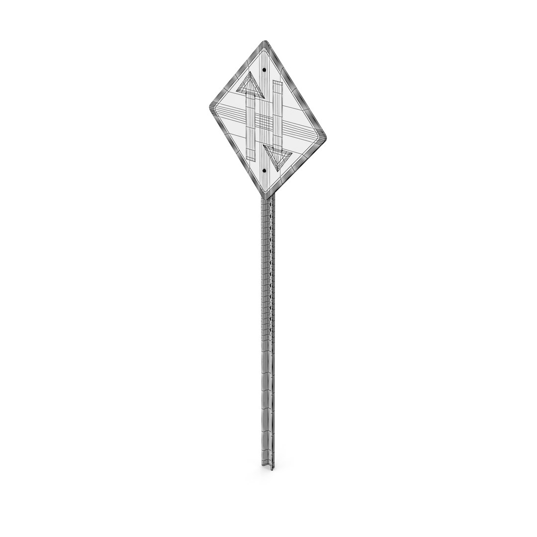 Two Way Traffic Sign Pole 3D - TurboSquid 2045637