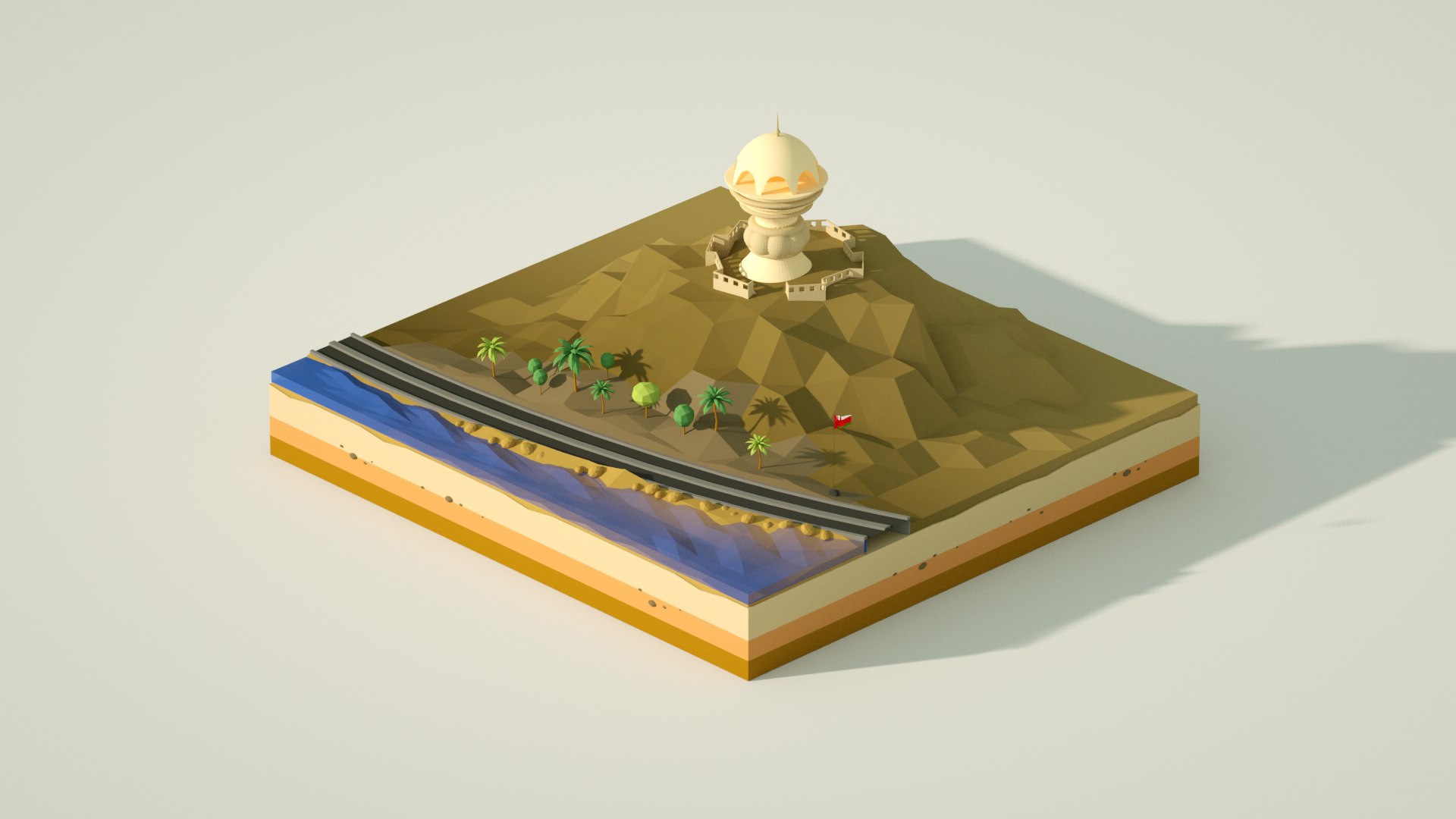 Riyam Park Monument Oman Low poly 3D model3D模型 - TurboSquid 2072152