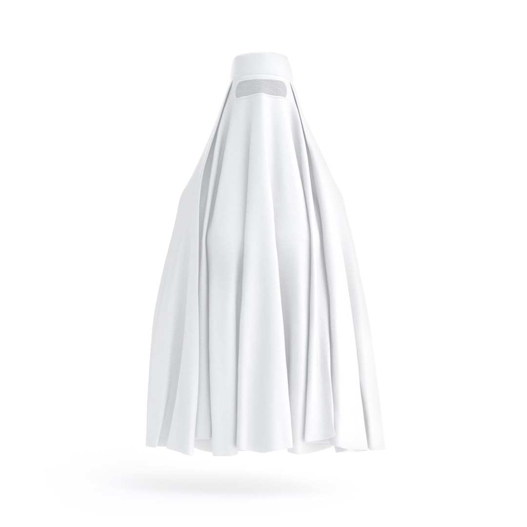 White Burqa - Muslim Traditional Woman Outer Hijab 3D - TurboSquid 2217501