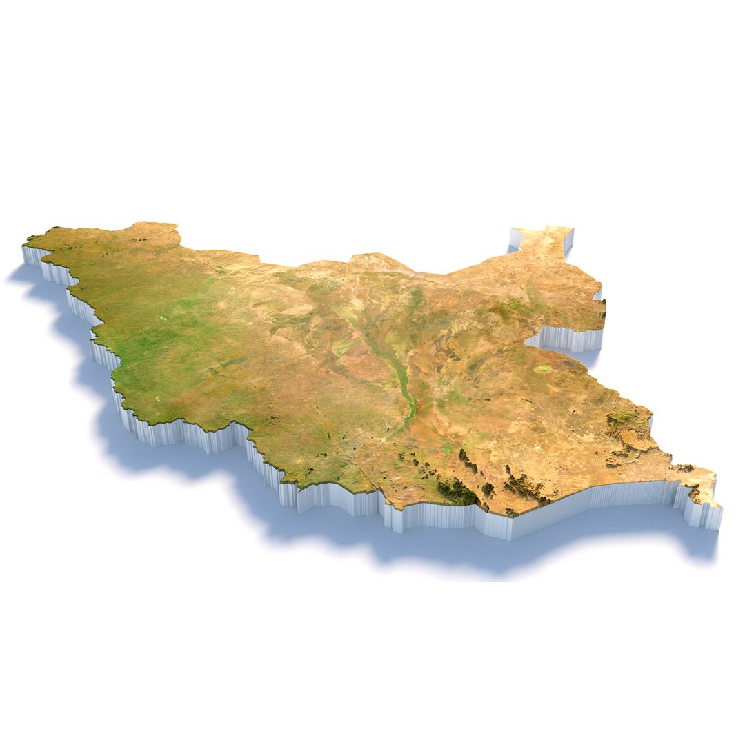 3D South Sudan Terrain Map - TurboSquid 2336744