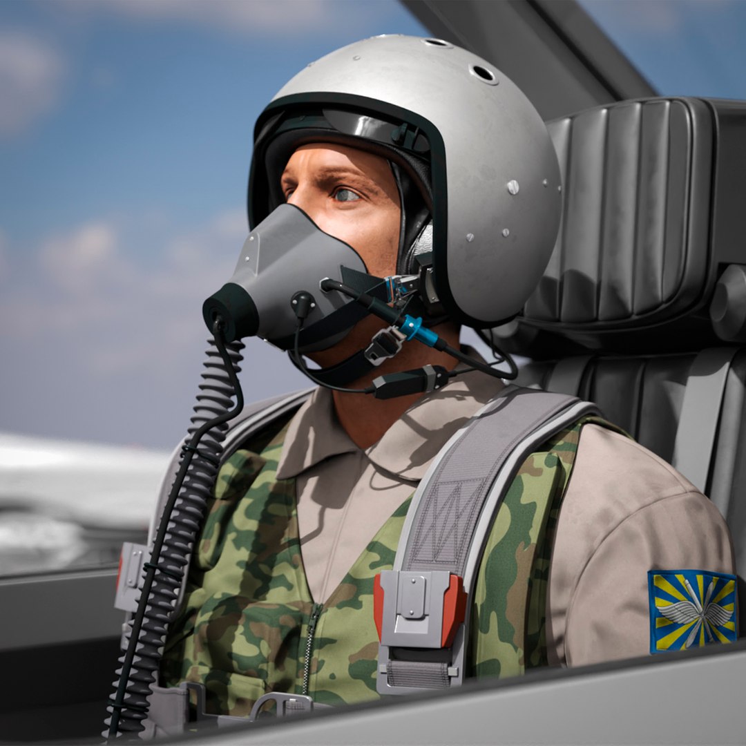 Russian Jet Pilot Suit With Helmet And Mask Sand Rigged 3D Model ...