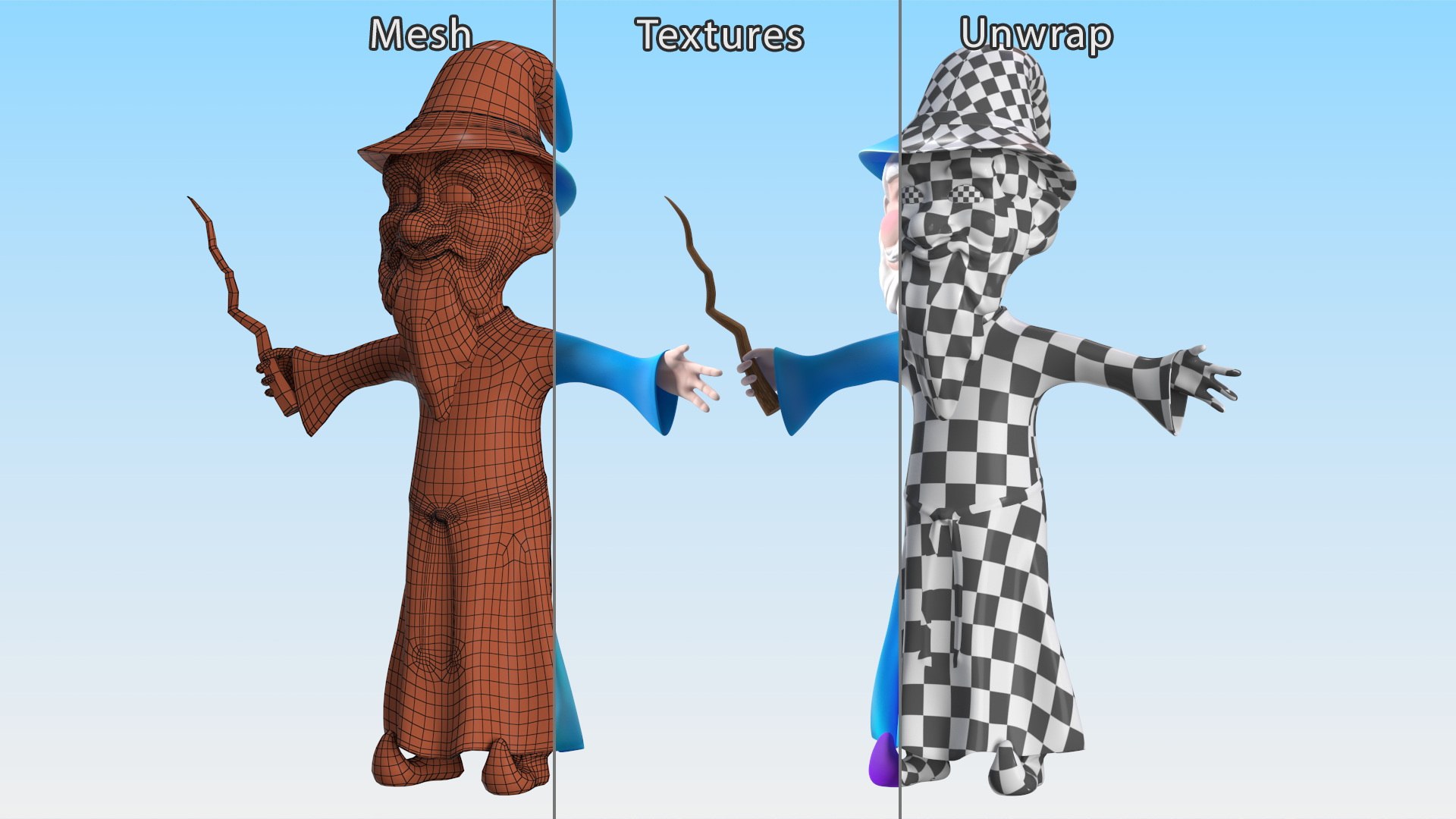 Old Wizard Cartoon Character Model - TurboSquid 2131008