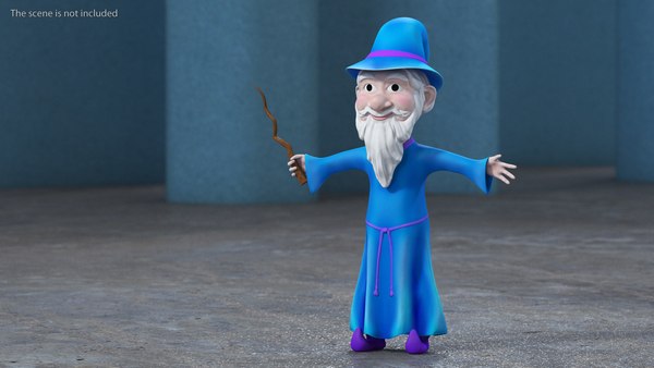 modelo 3d Viejo personaje de dibujos animados mago - TurboSquid 2131008