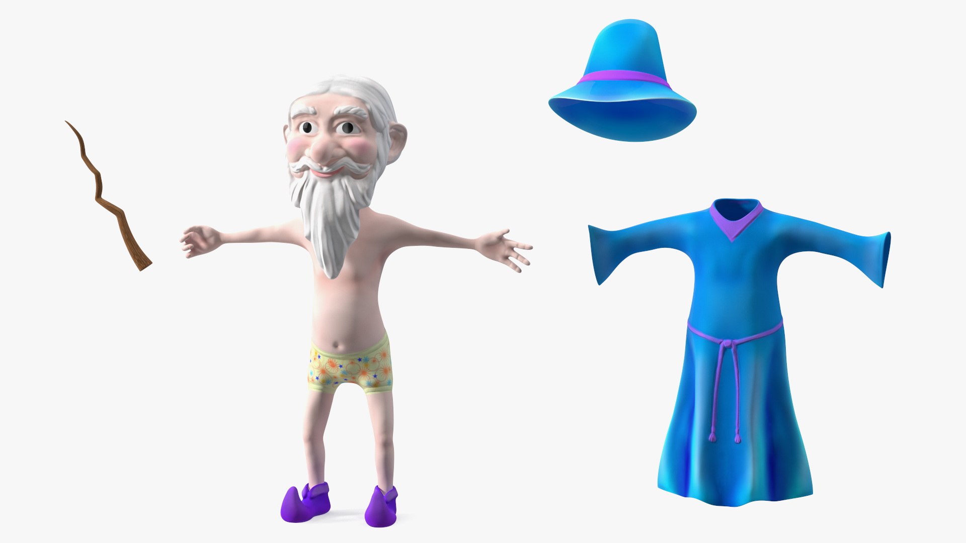 Old Wizard Cartoon Character Model - TurboSquid 2131008