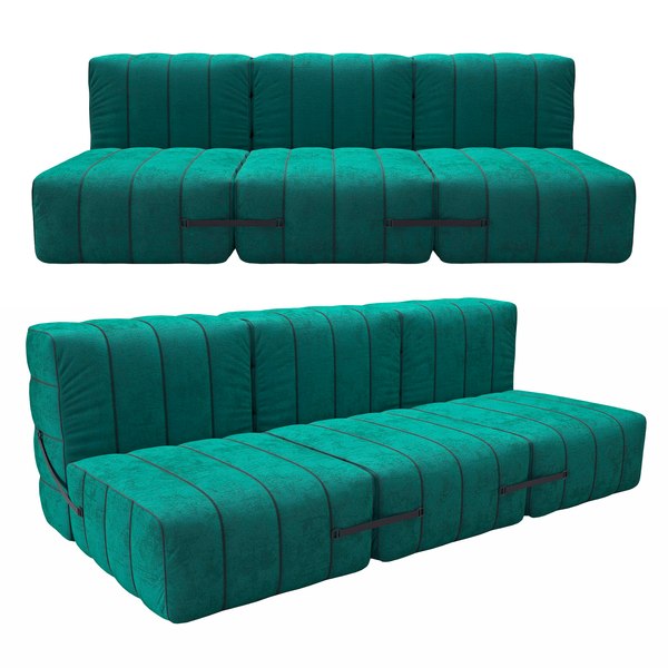 modelo 3d CURT 3-seat modular sofa without - TurboSquid 2049865