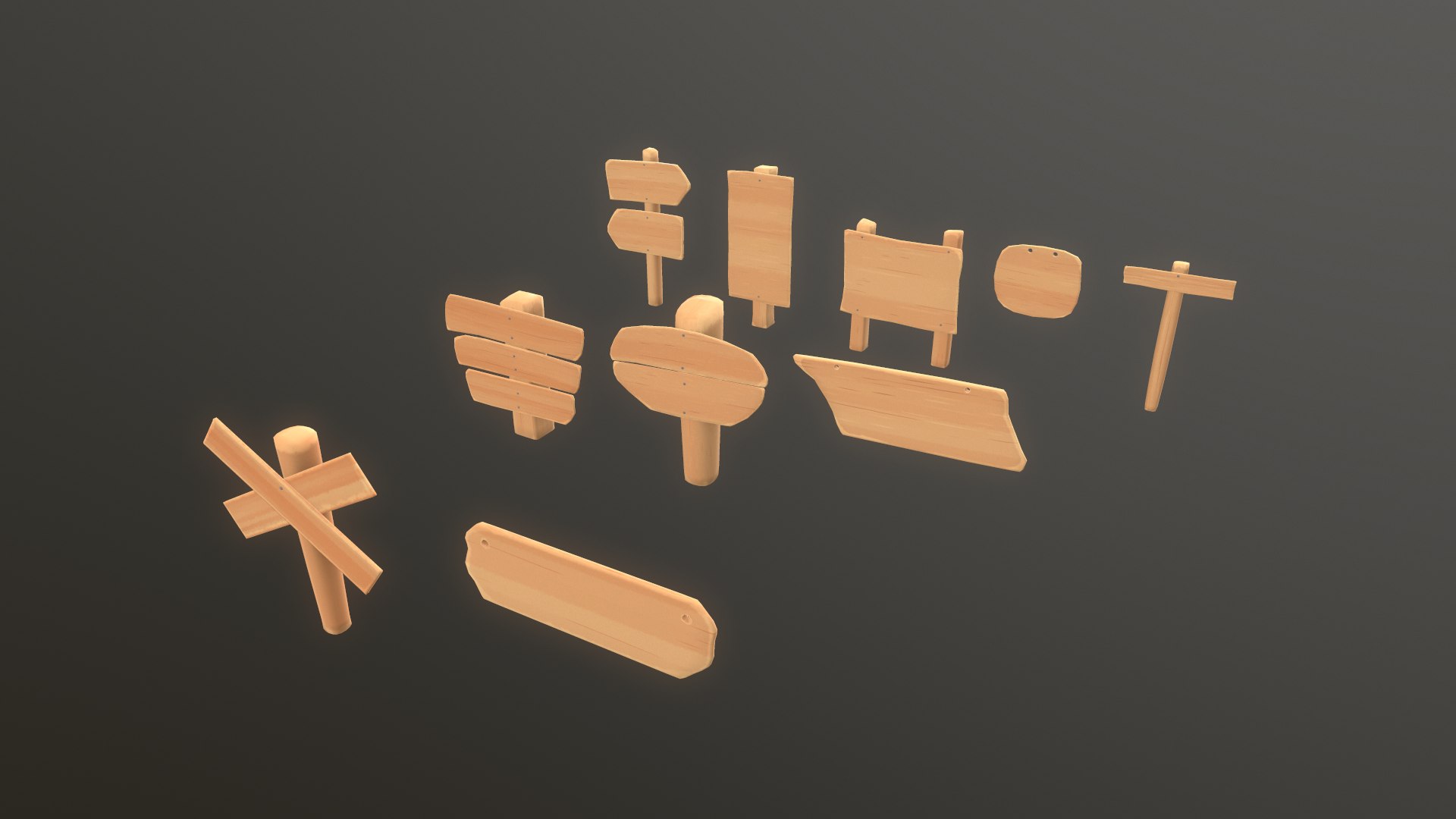 3D Stylized Wooden Signs Pack Model - TurboSquid 2030013