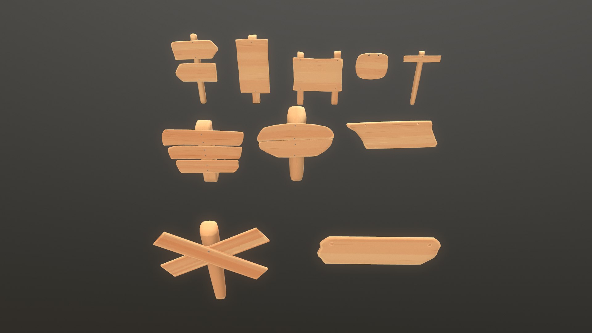 3D Stylized Wooden Signs Pack Model - TurboSquid 2030013