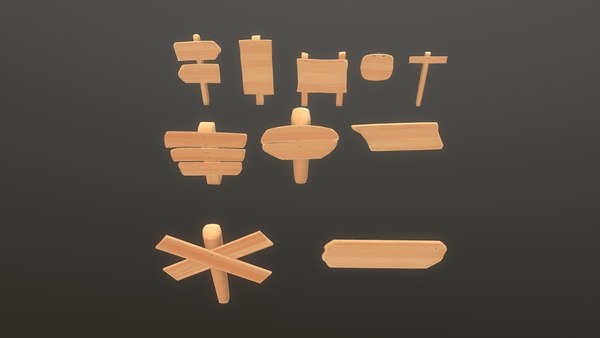 modelo 3d Stylized Wooden signs Pack - TurboSquid 2030013