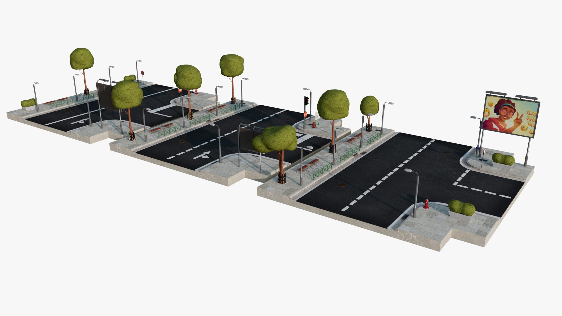 Cartoon Road 3D Model - TurboSquid 2101456