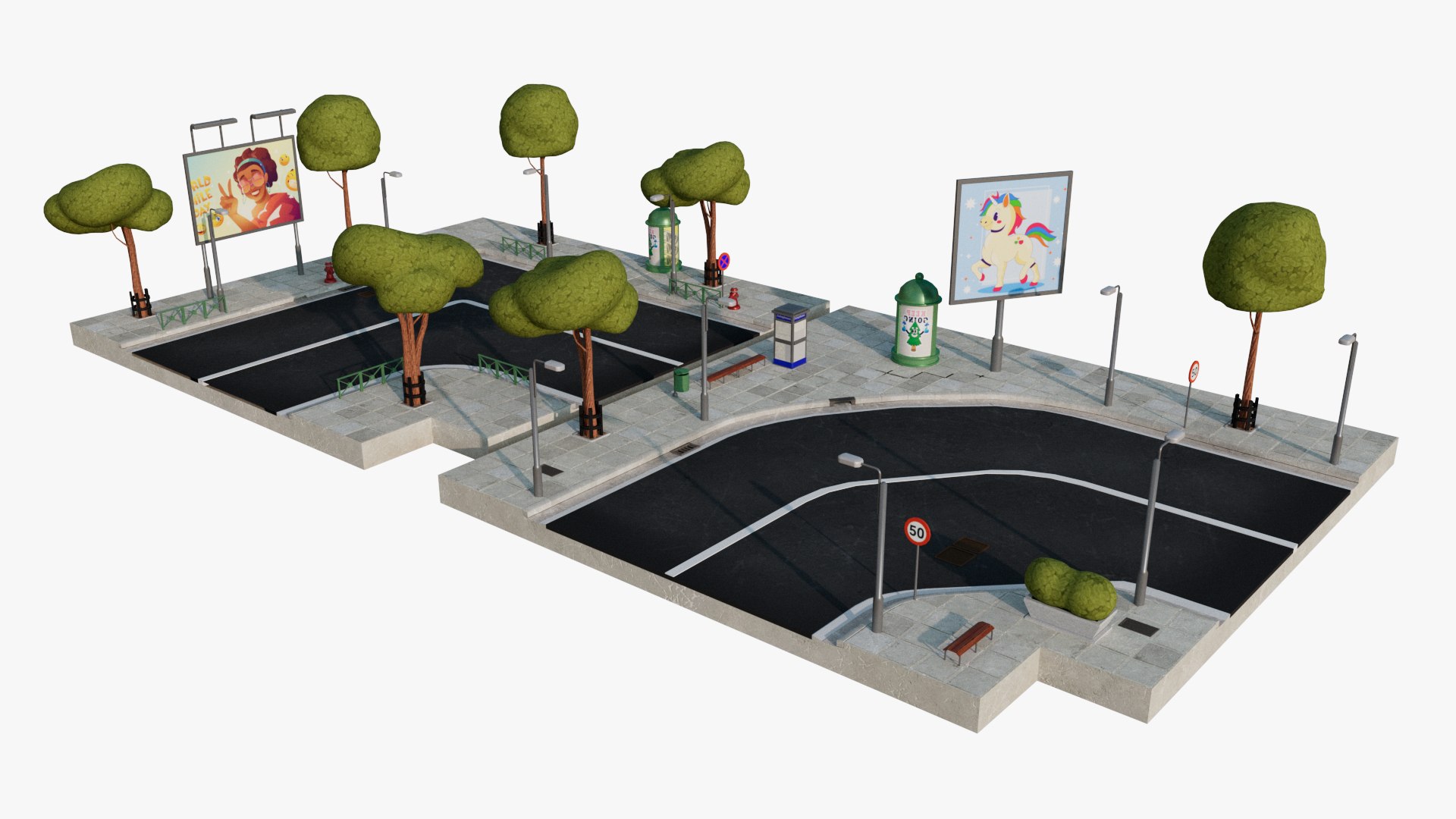 Cartoon Road 3D Model - TurboSquid 2101456