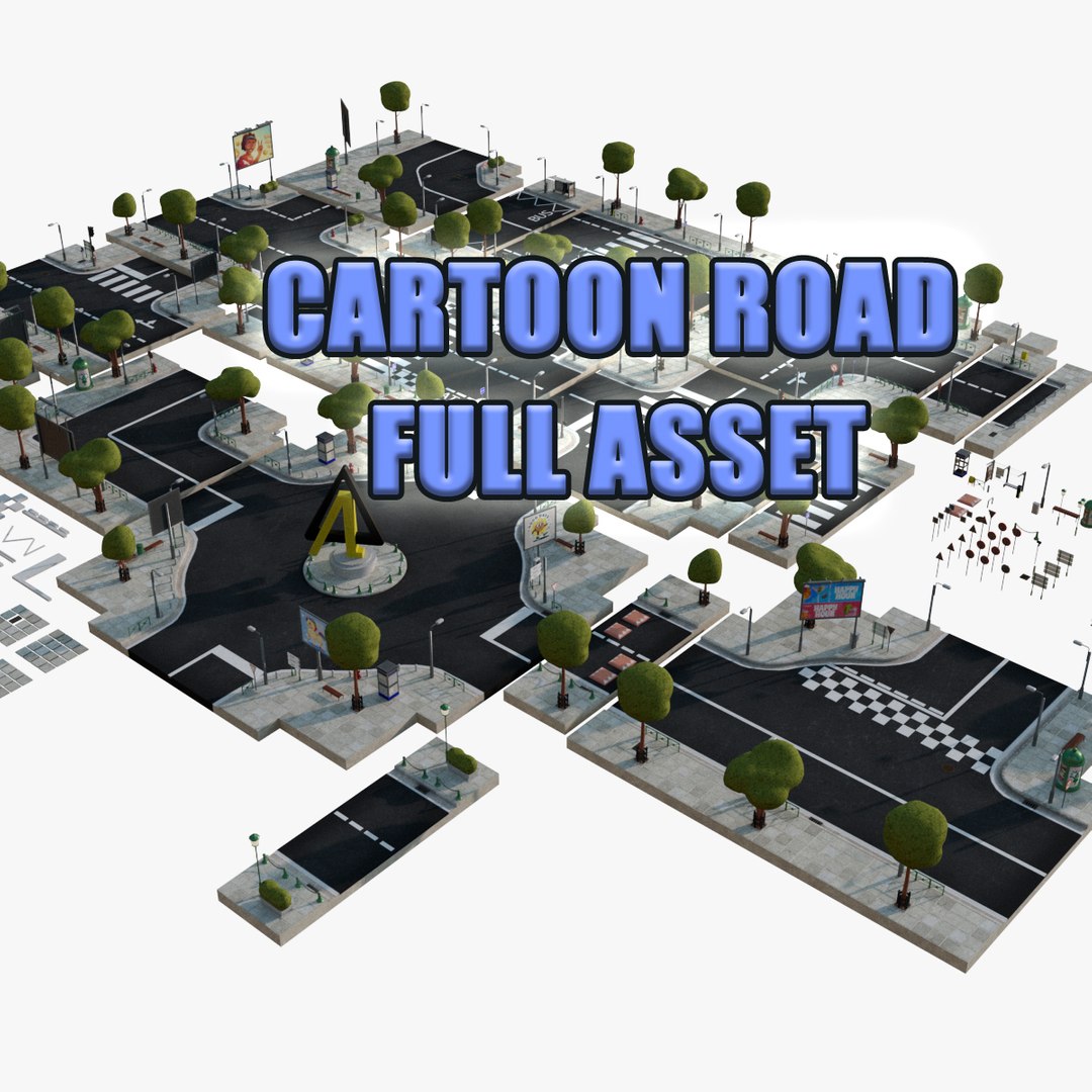 Cartoon Road 3D Model - TurboSquid 2101456