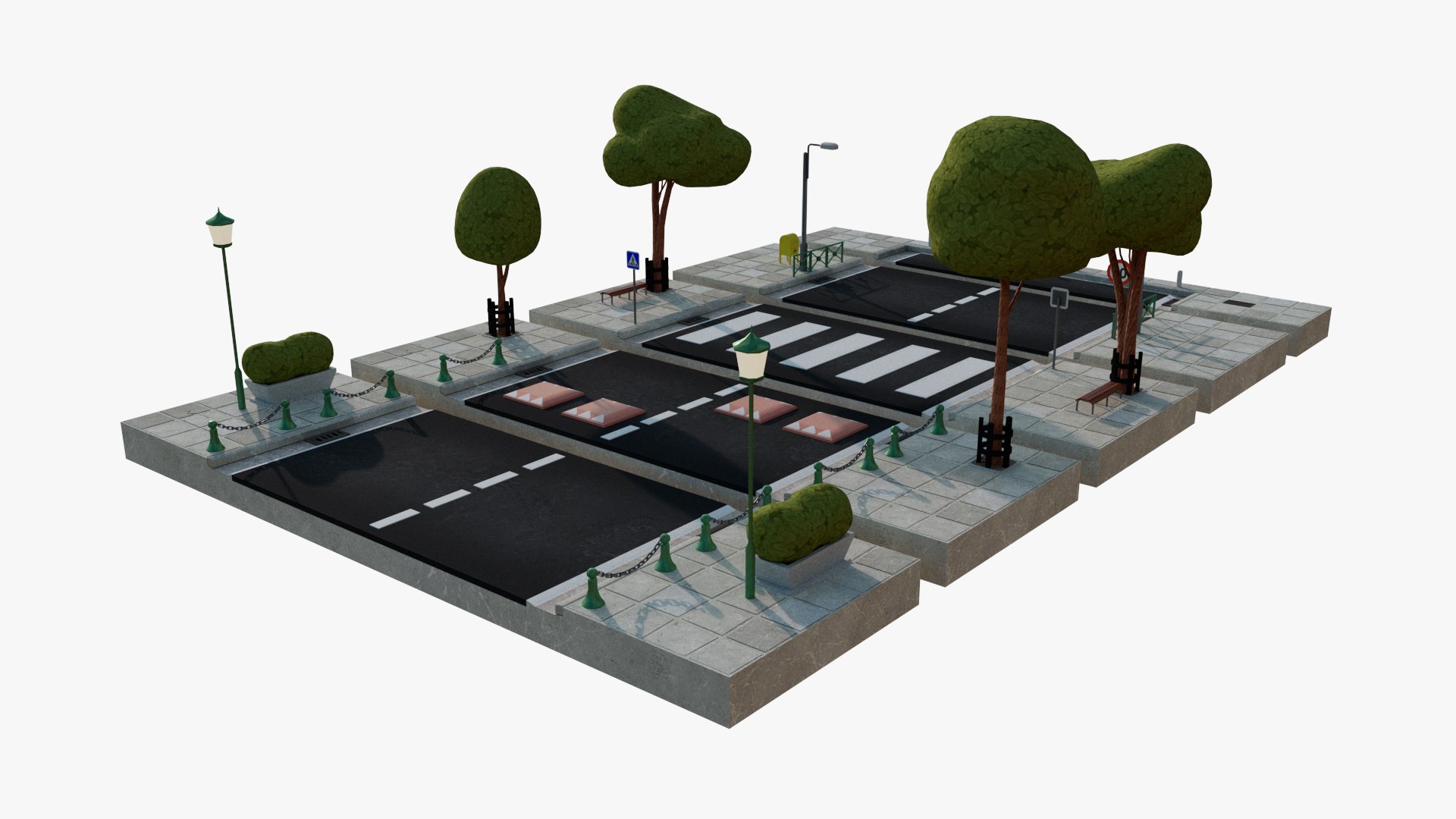 Cartoon Road 3D Model - TurboSquid 2101456