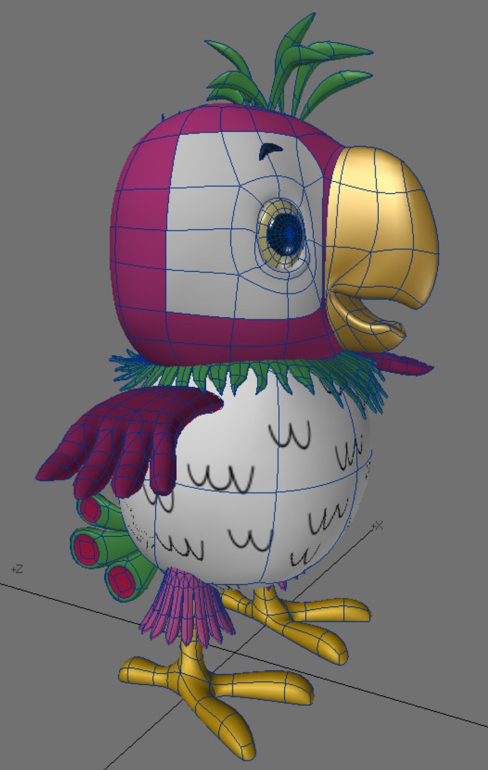 Rigged Cartoon Parrot 3d Model